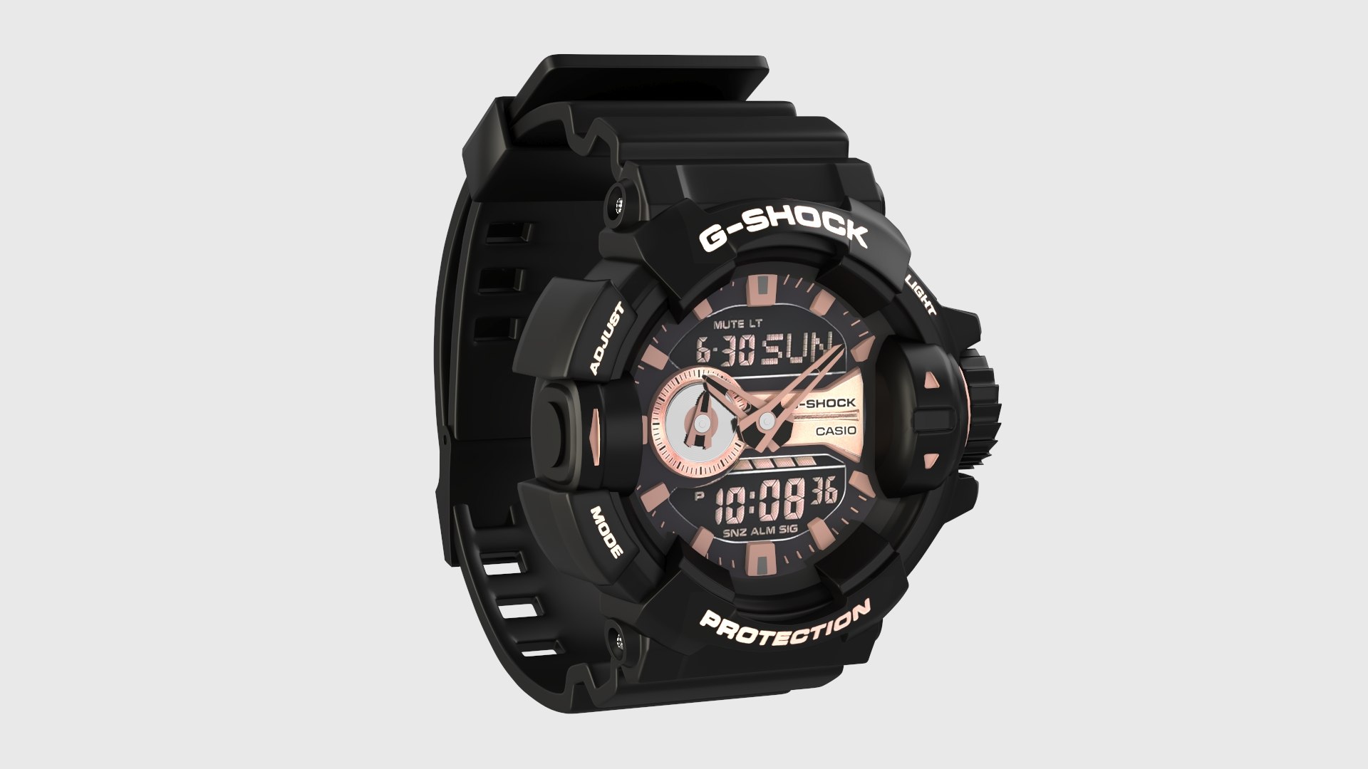 Casio G-Shock GA-400GB Garish Series Watche Silver RED Blender 3D Model ...