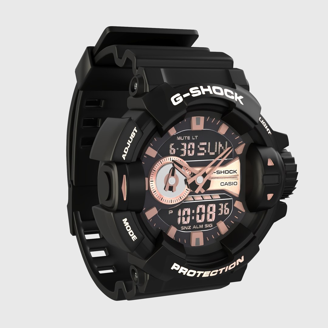 Casio G-Shock GA-400GB Garish Series Watche Silver RED Blender 3D Model ...