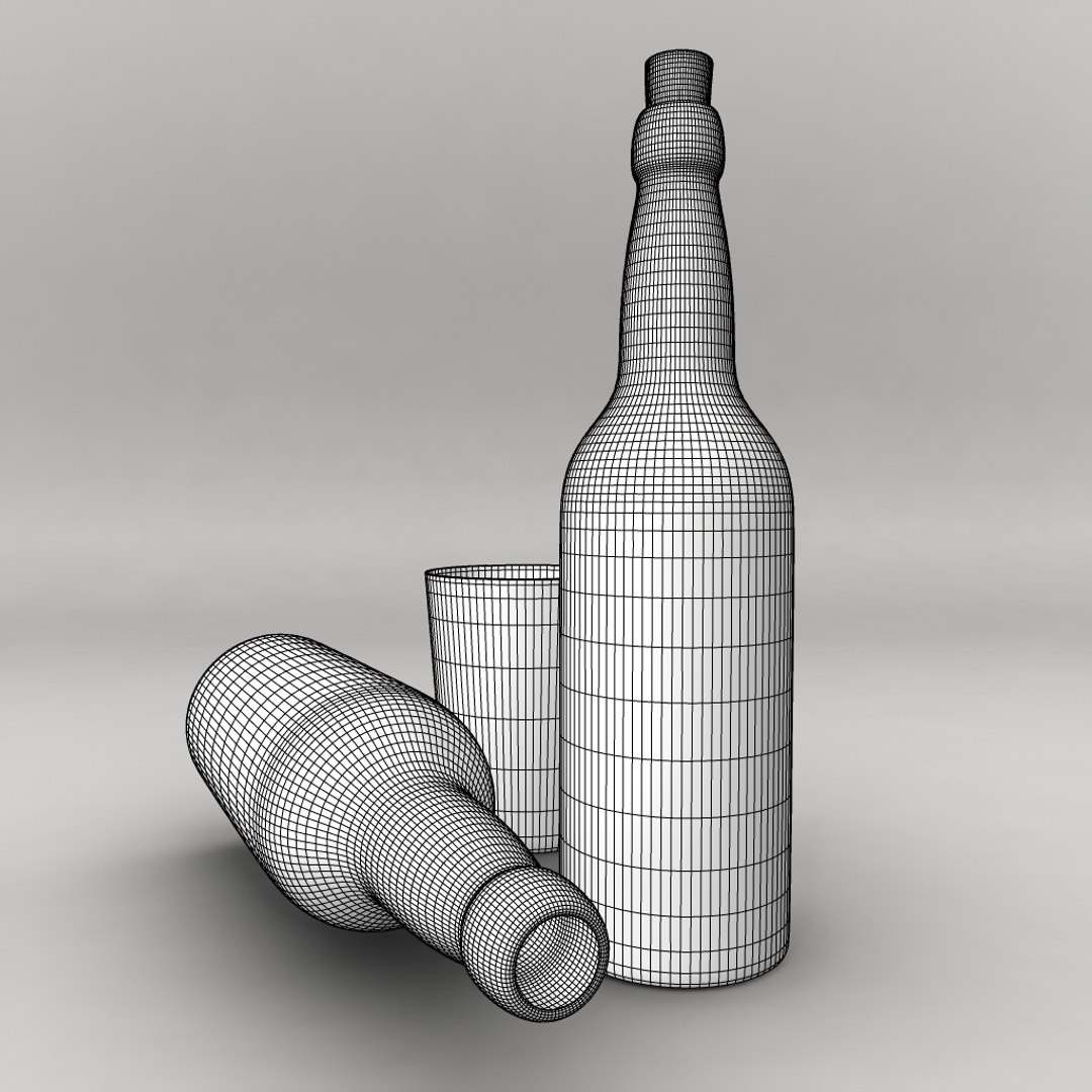 Set Cider Bottles 3d Fbx