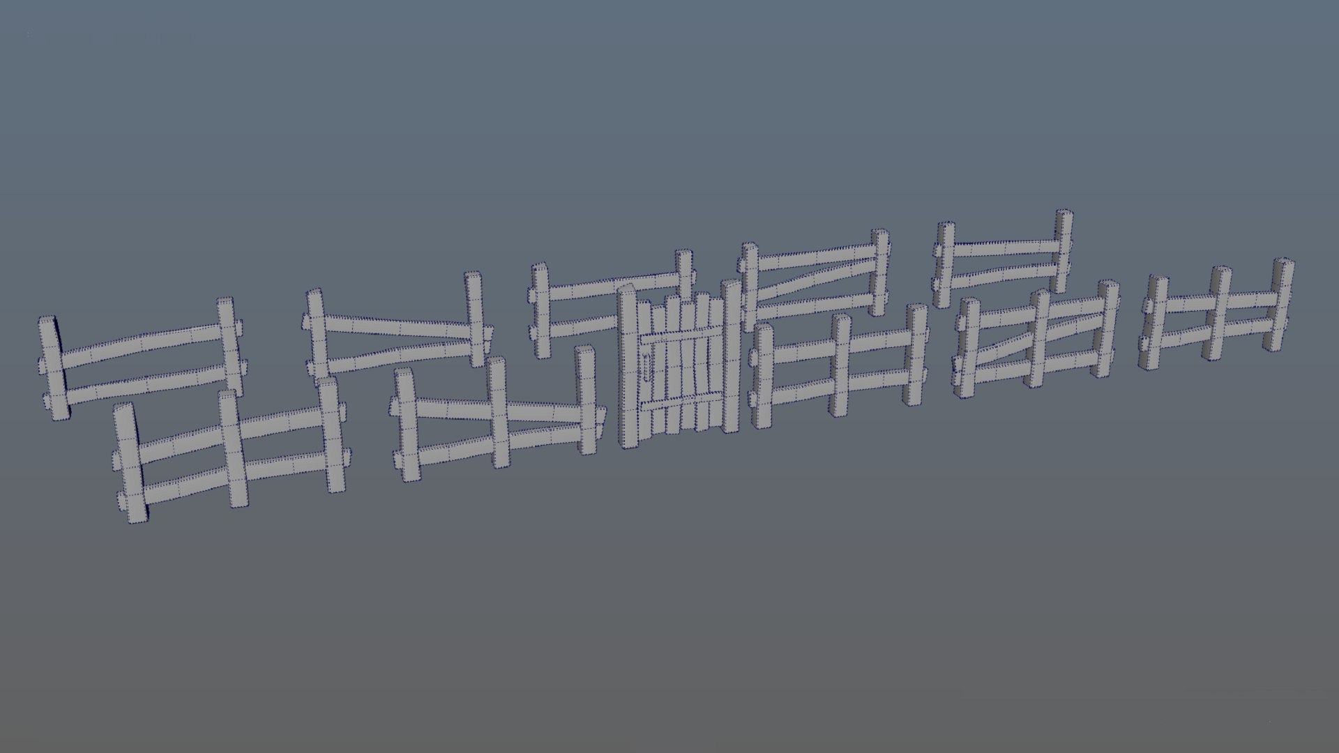 Stylized wooden fence of 10 sections PBR game ready Low-poly 3D model ...
