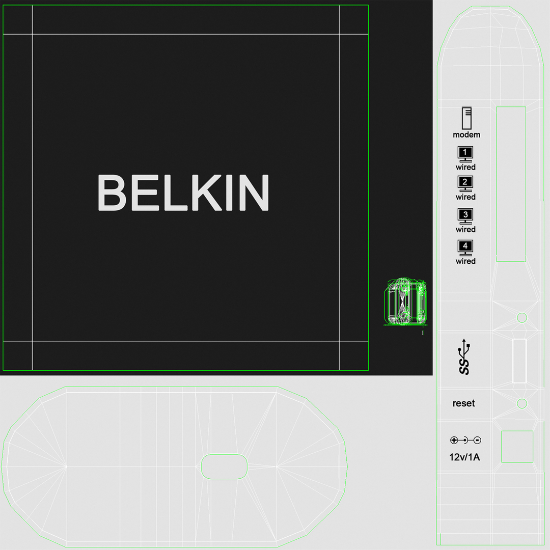 belkin share n300 wireless 3d model