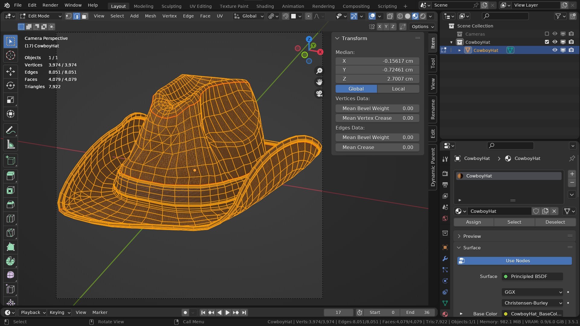 3D Burlap Cowboy Hat - Game Asset Model - TurboSquid 2085947