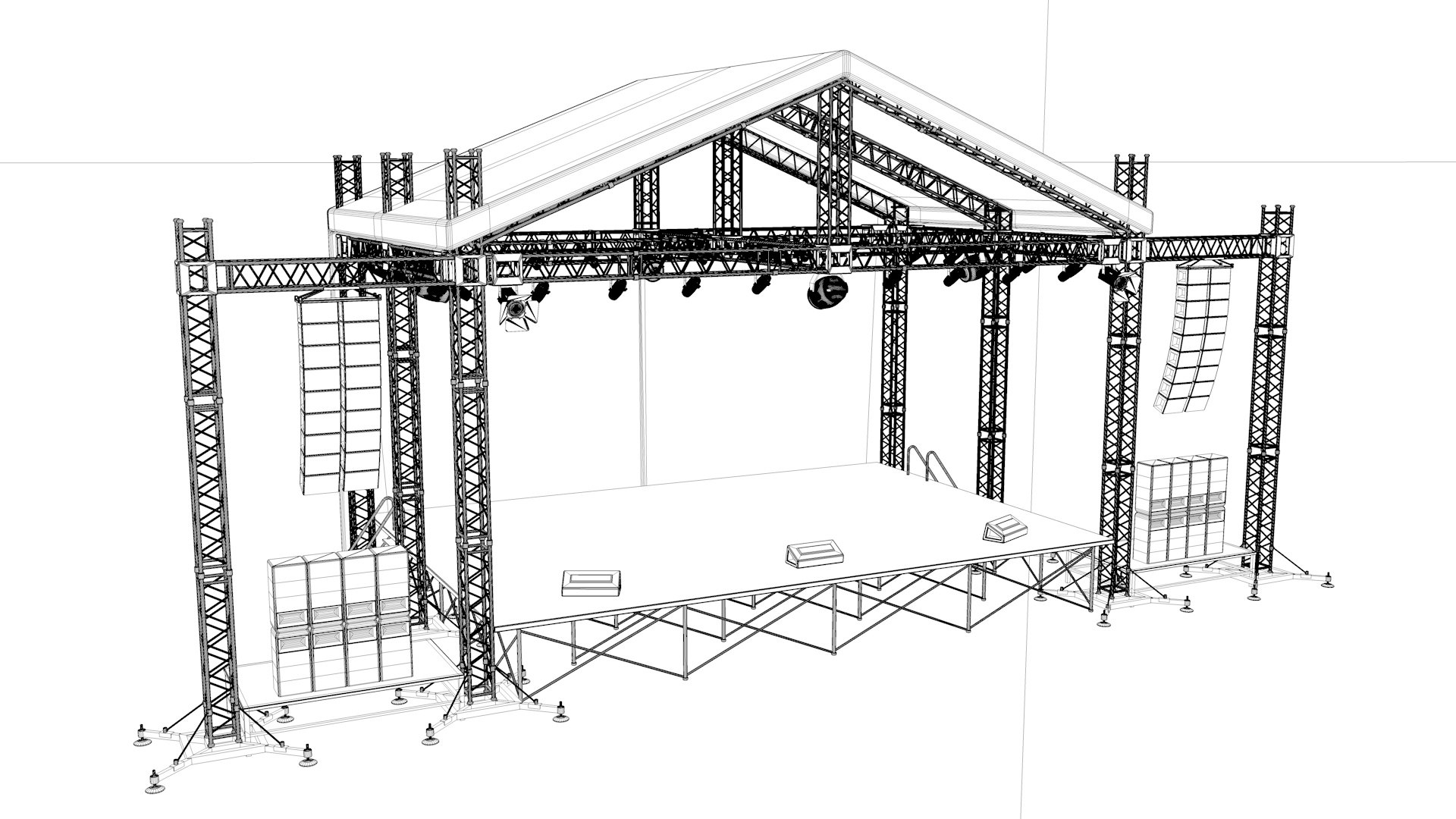 3D Stage Truss With Lights - TurboSquid 1760453