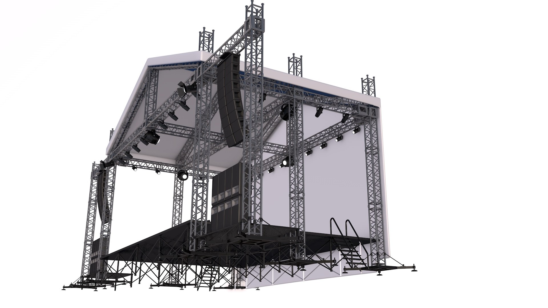 3D Stage Truss With Lights - TurboSquid 1760453