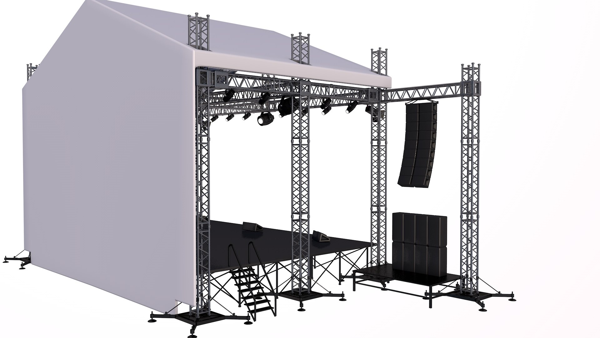 3D Stage Truss With Lights - TurboSquid 1760453