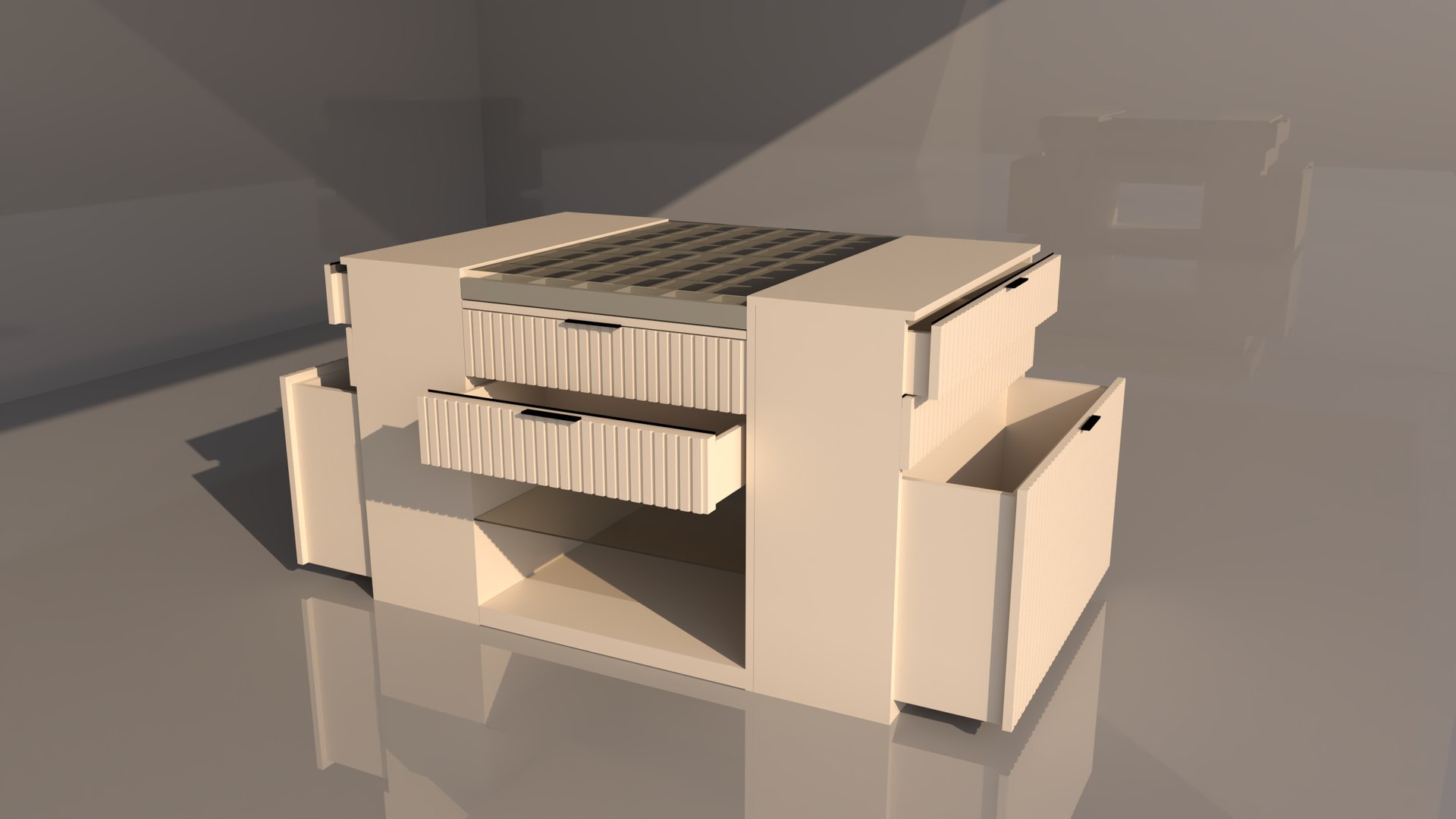 Modern Dressing Room Island Jewelry Storage Cabinet Low-poly 3D Model ...