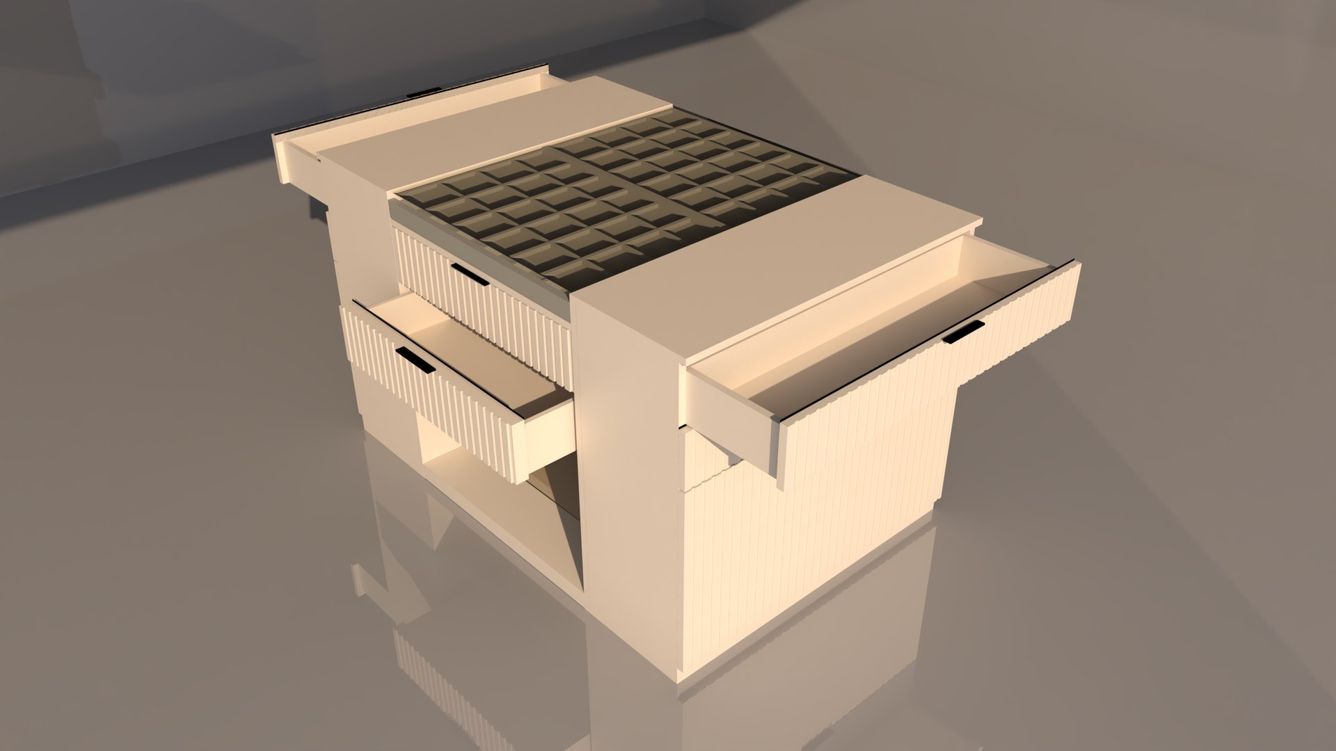 Modern Dressing Room Island Jewelry Storage Cabinet Low-poly 3D Model ...