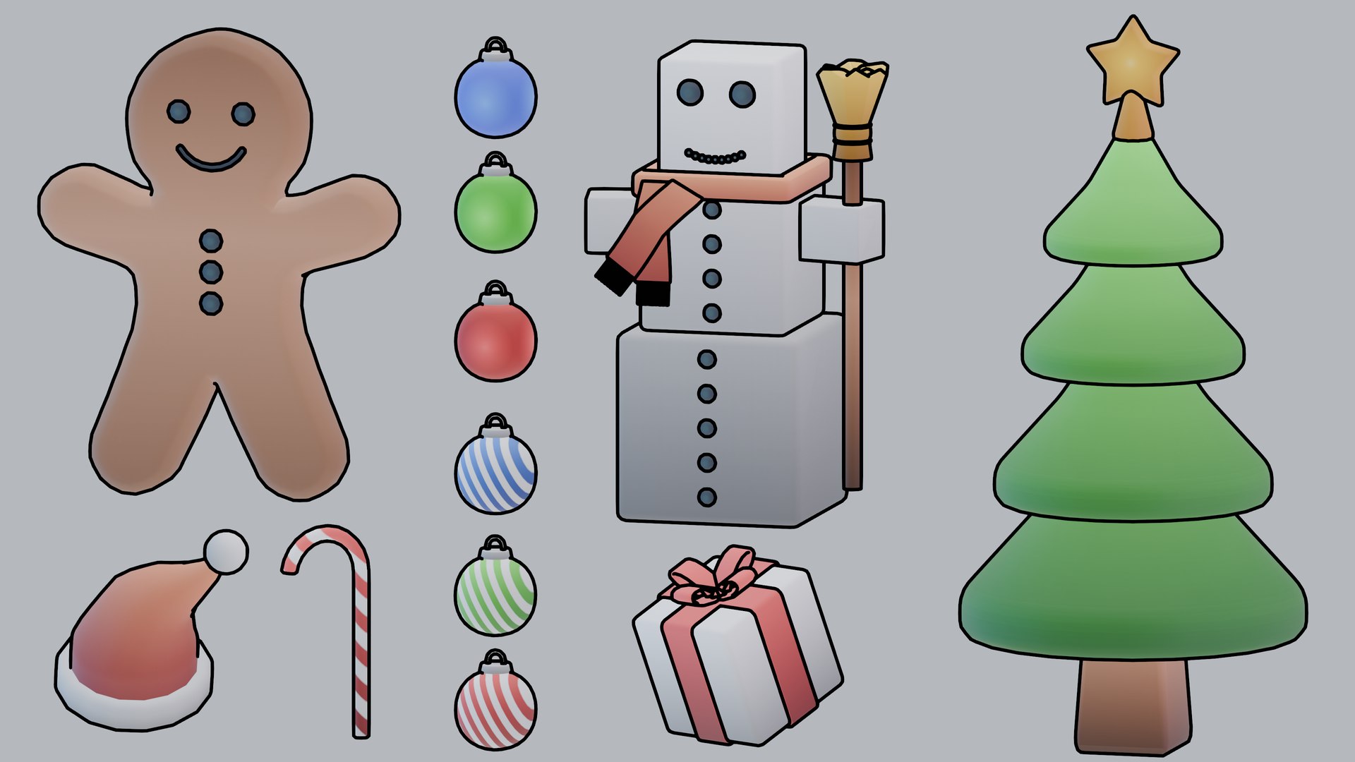 Stylized Christmas Models With Gradient Textures 3D Model - TurboSquid ...