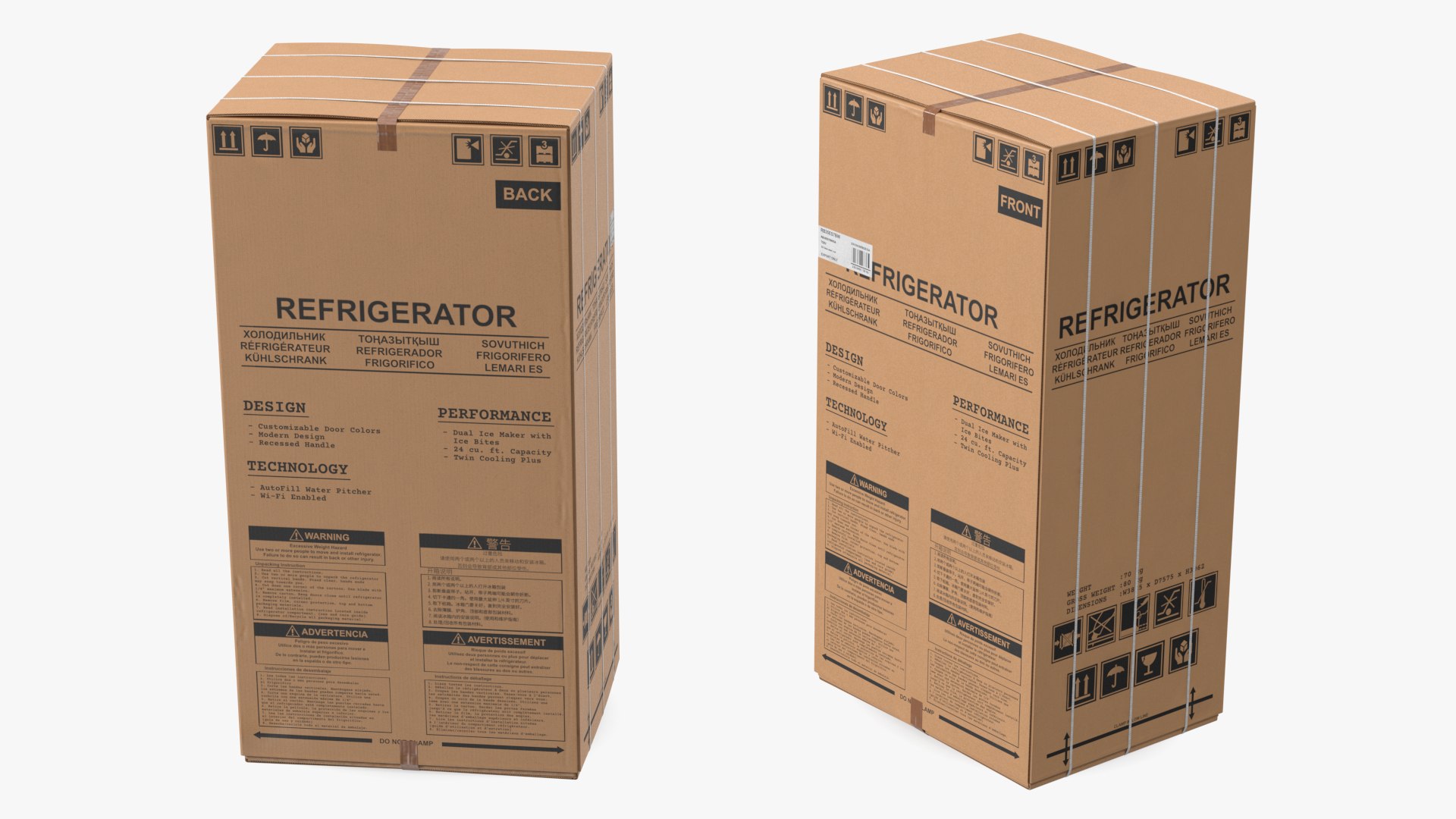 Double Door Fridge Cardboard Box New 3D Model - TurboSquid 2115662