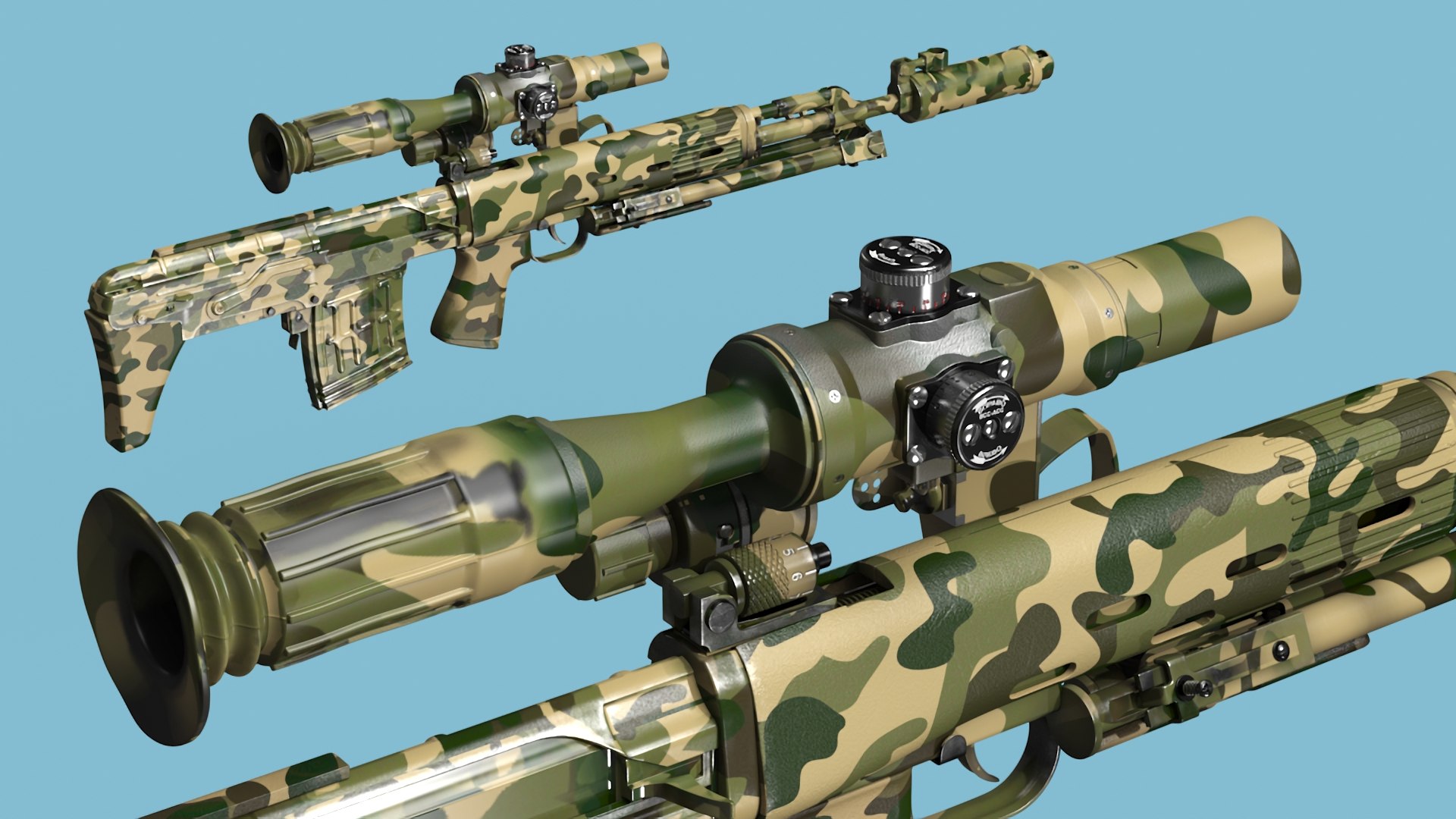 Camouflage Sniper Rifle Dragunov SVU With Scope 3D Model - TurboSquid ...
