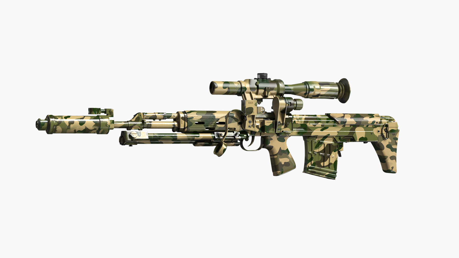 Camouflage Sniper Rifle Dragunov SVU With Scope 3D Model - TurboSquid ...