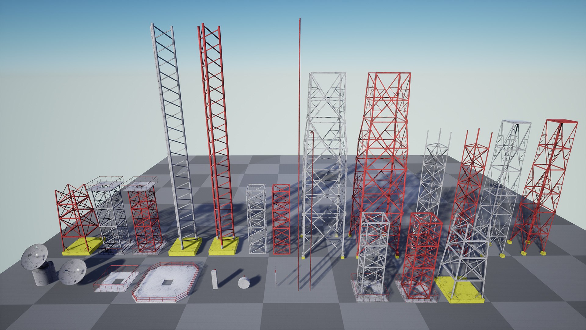 3D Modular Radio Tower 26 Assets - TurboSquid 2109576
