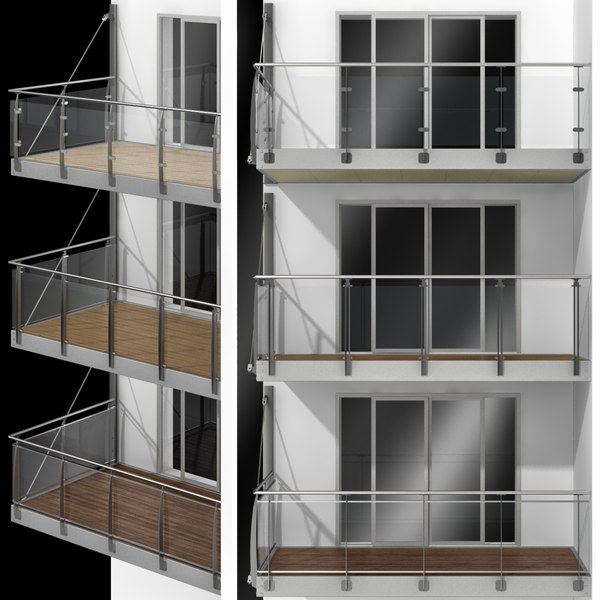 Varanda de metal 3 tipos de varandas de console Modelo 3D - TurboSquid ...