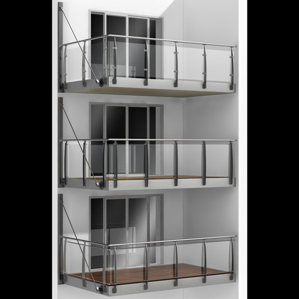 Varanda de metal 3 tipos de varandas de console Modelo 3D - TurboSquid ...