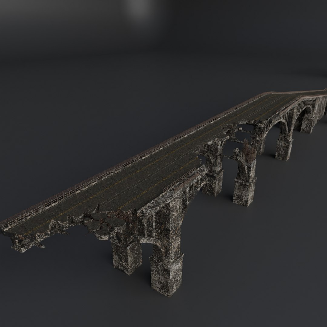 Set Destroyed Bridge 3D Model - TurboSquid 1531735