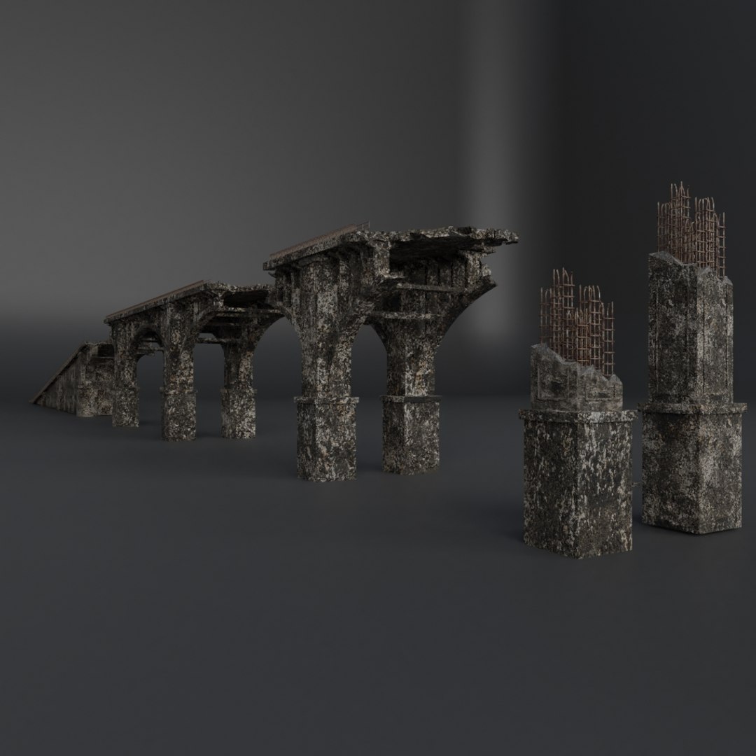 Set Destroyed Bridge 3D Model - TurboSquid 1531735
