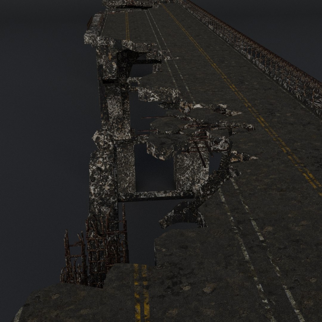 Set Destroyed Bridge 3D Model - TurboSquid 1531735