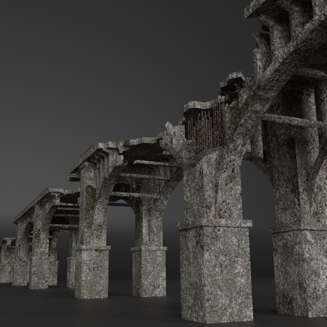 Set Destroyed Bridge 3D Model - TurboSquid 1531735