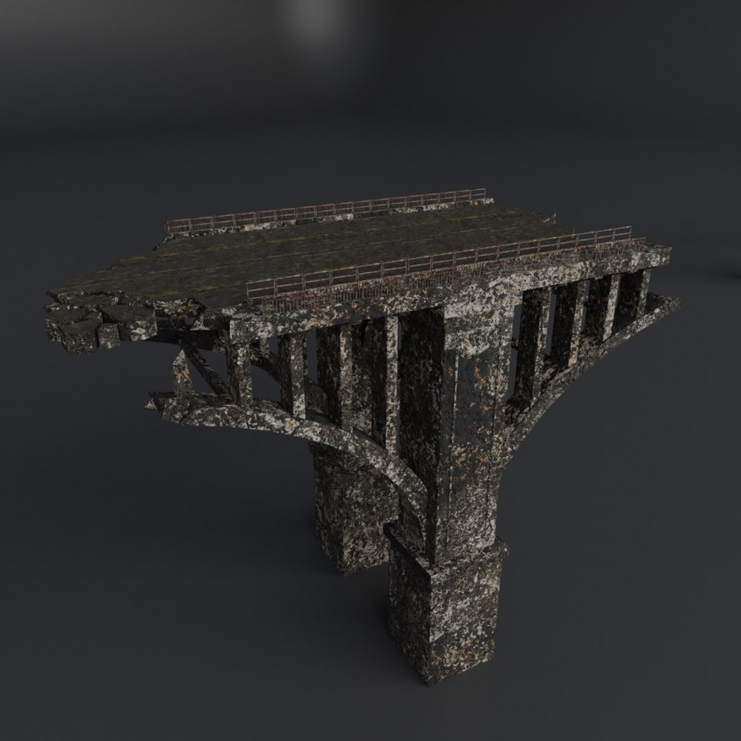 Set Destroyed Bridge 3D Model - TurboSquid 1531735