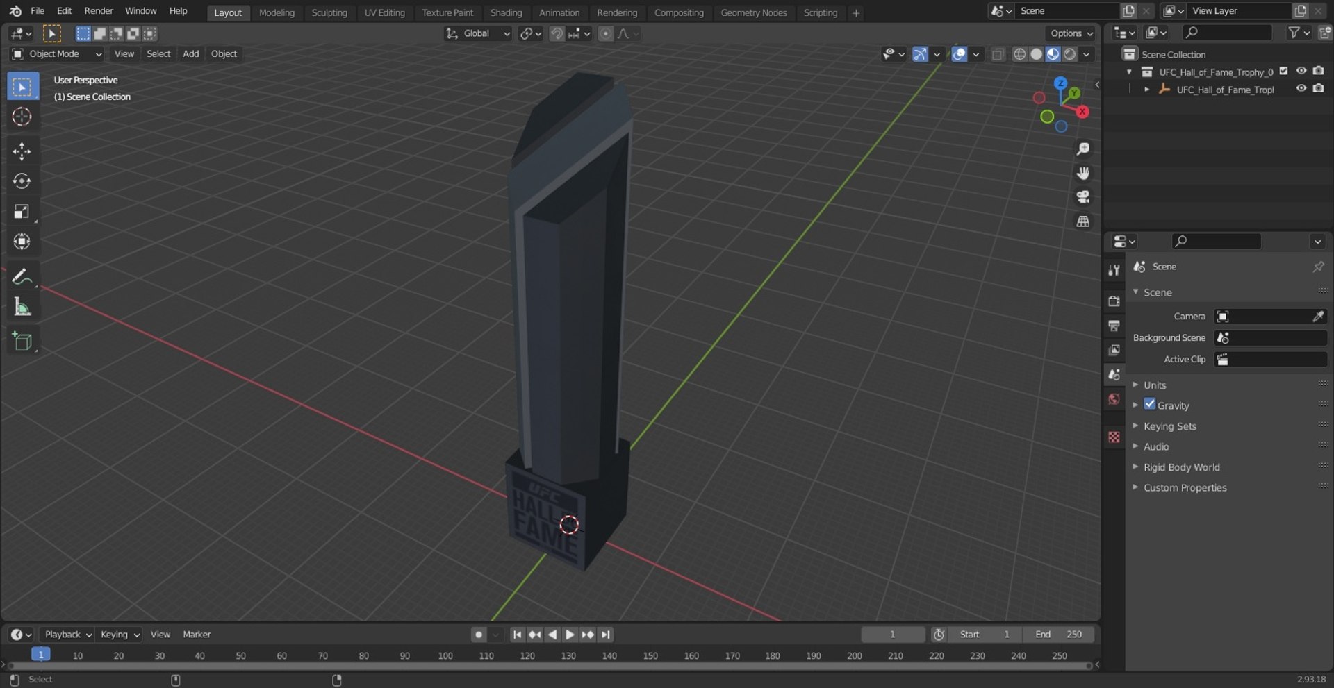 UFC Hall of Fame Trophy 3D model - TurboSquid 2114389