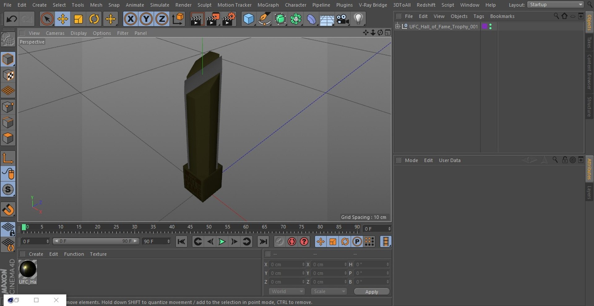 UFC Hall of Fame Trophy 3D model - TurboSquid 2114389