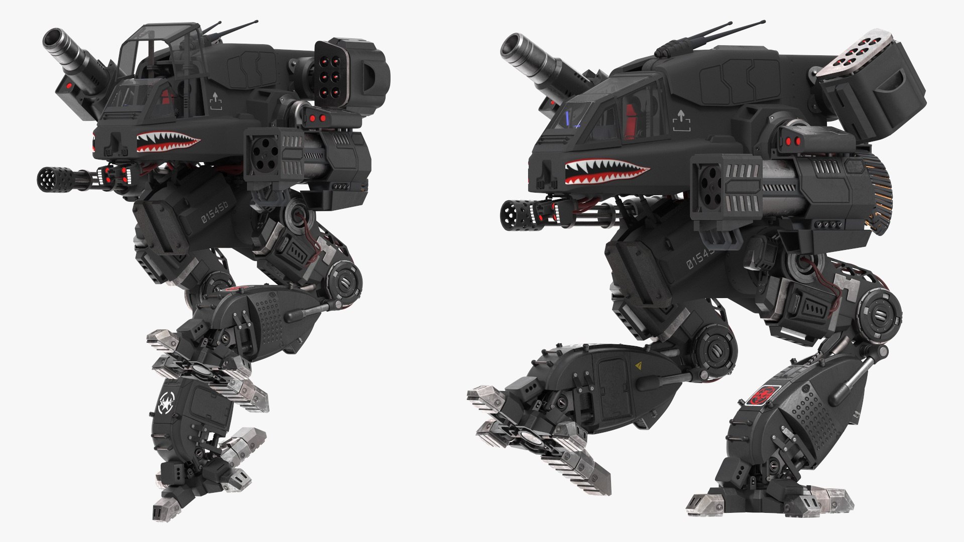 3D Walking Black Combat Robot Empty Rigged - TurboSquid 2121907