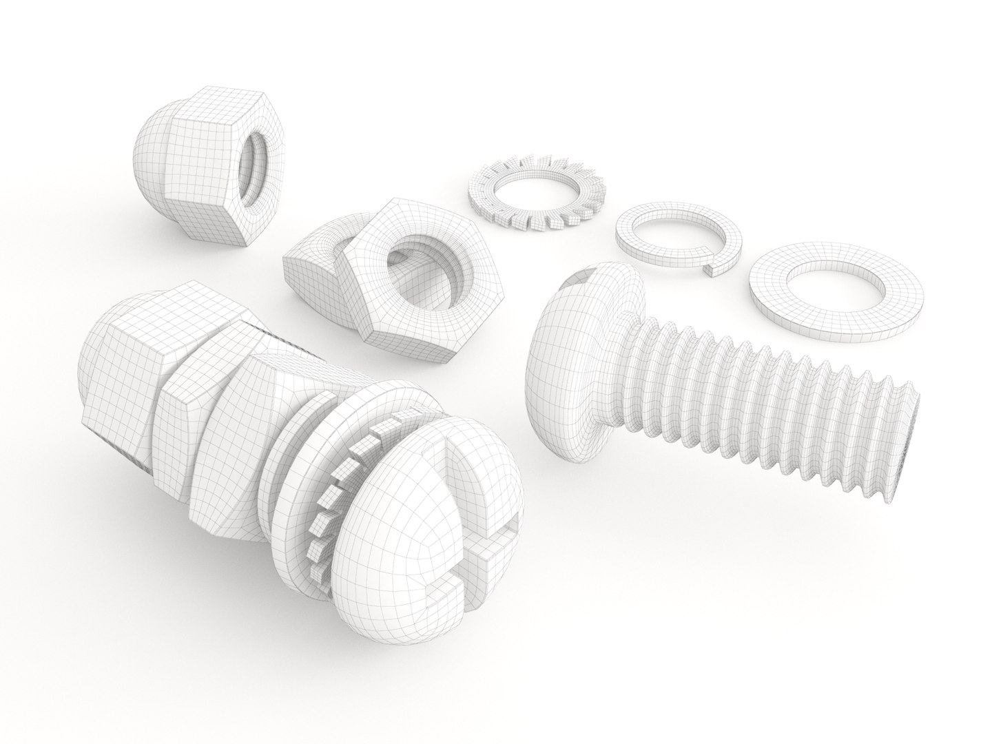 3D Screw With Nut 10 Model - TurboSquid 1860618