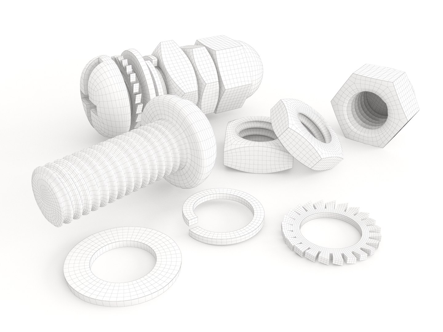 3D Screw With Nut 10 Model - TurboSquid 1860618