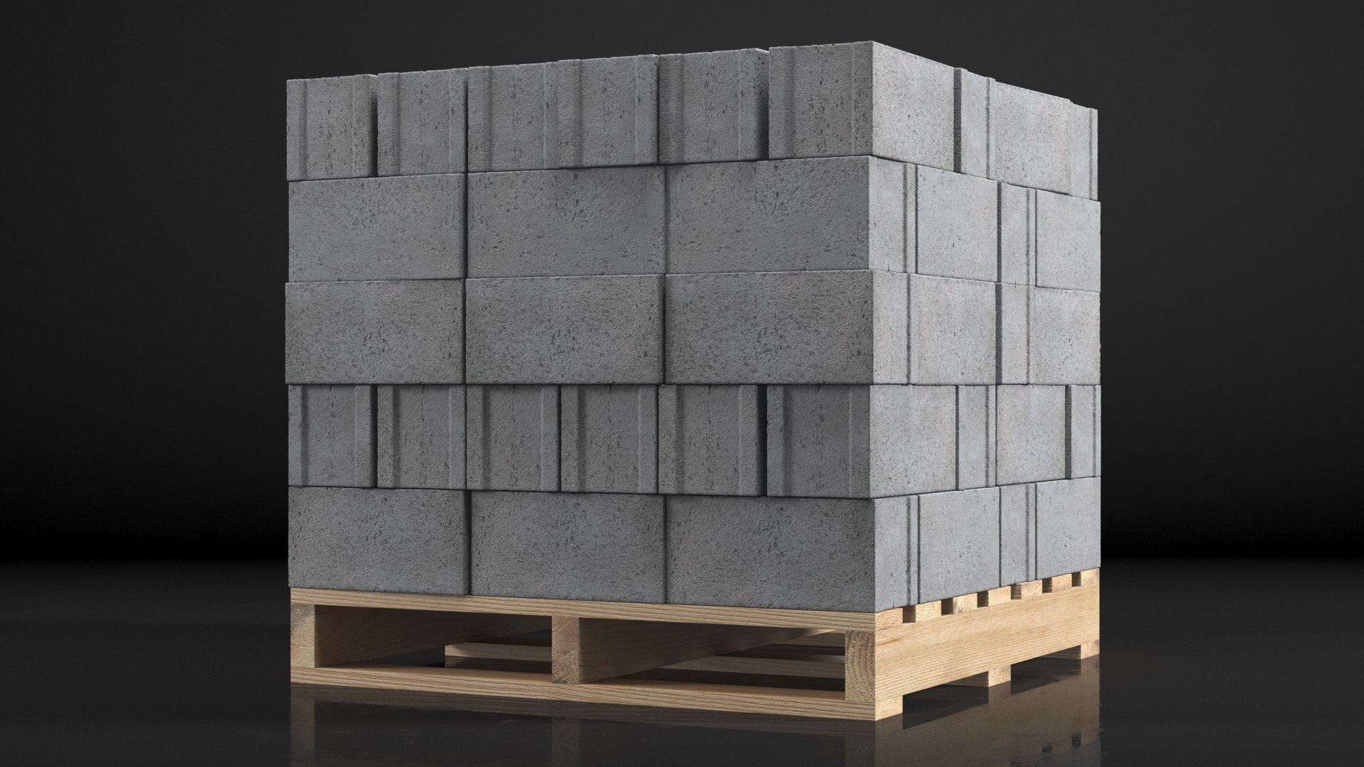 Wooden Pallet with Concrete Blocks model - TurboSquid 1910066
