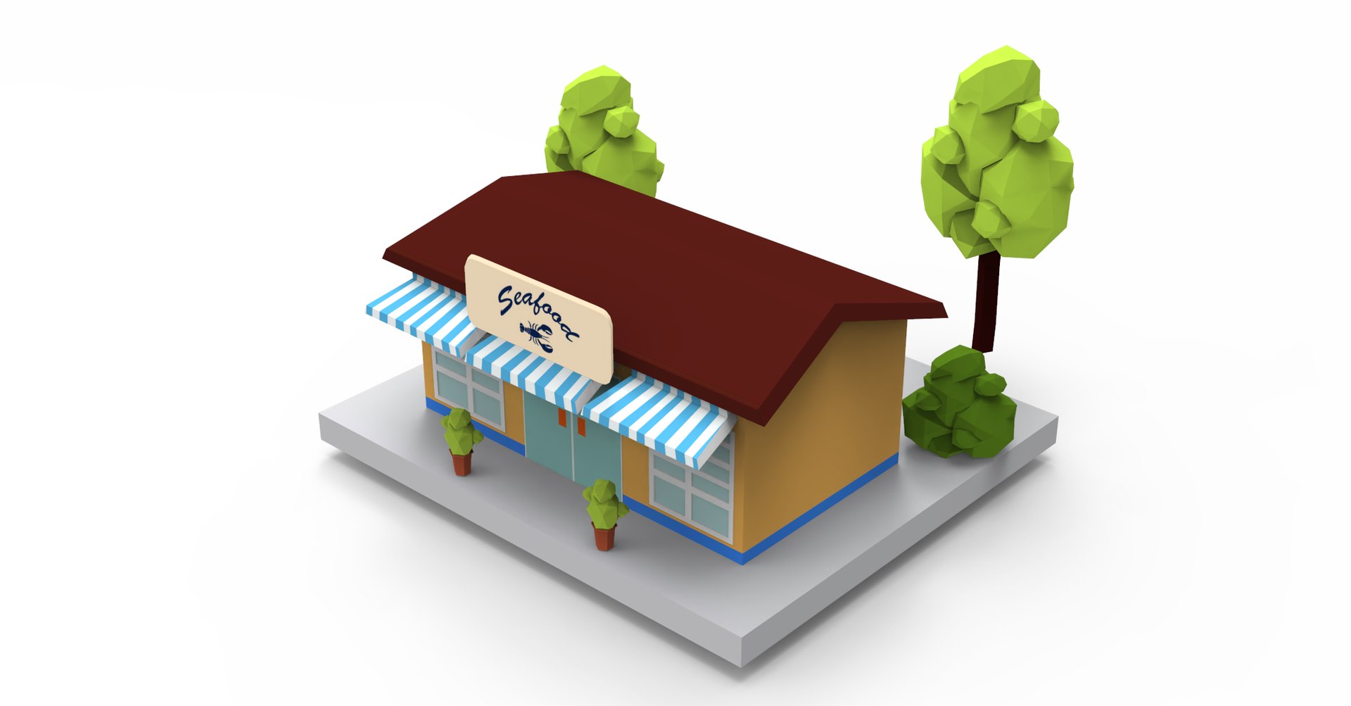 3D Cartoon City Buildings Shops - TurboSquid 1851682