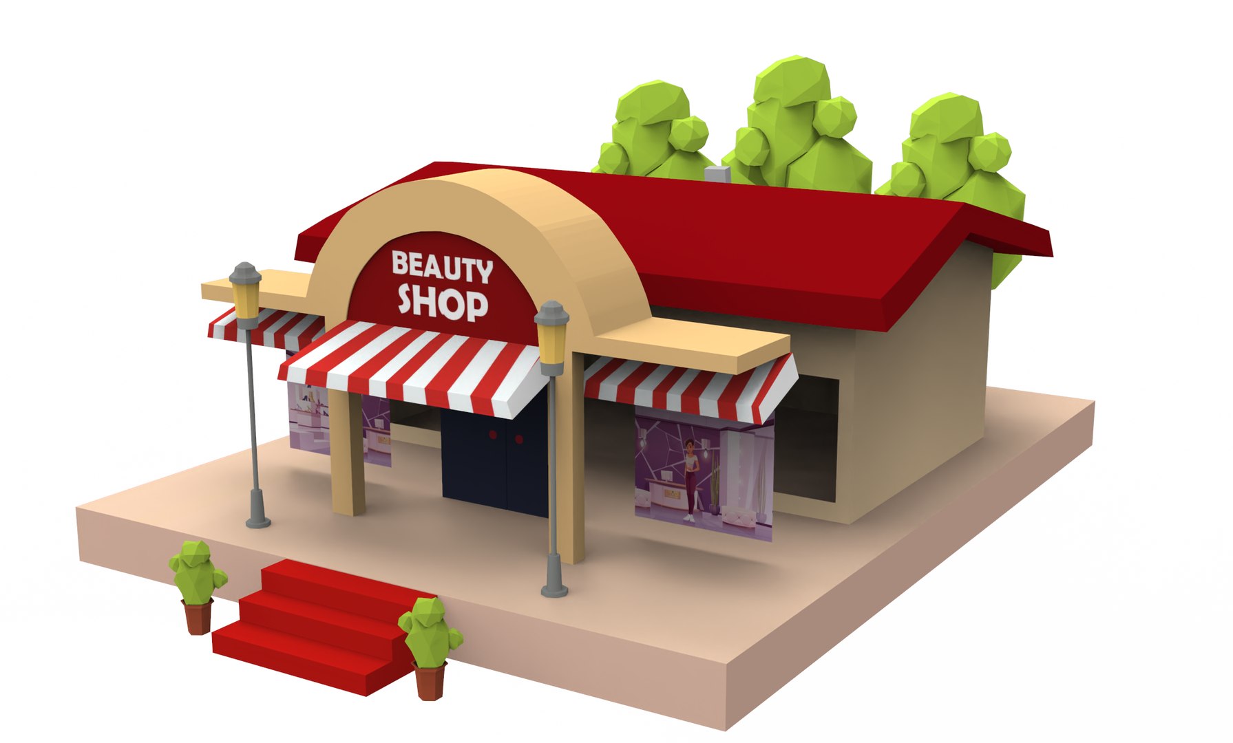3D Cartoon City Buildings Shops - TurboSquid 1851682