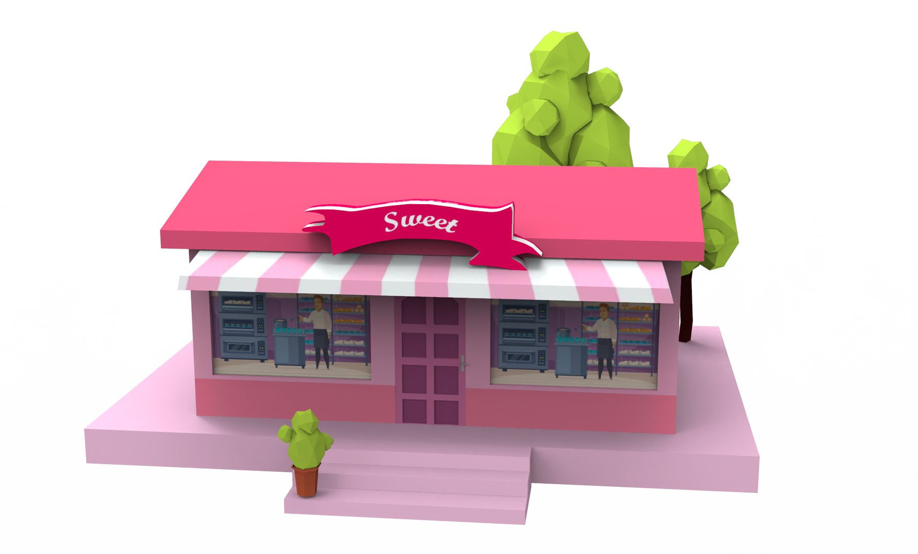 3D Cartoon City Buildings Shops - TurboSquid 1851682