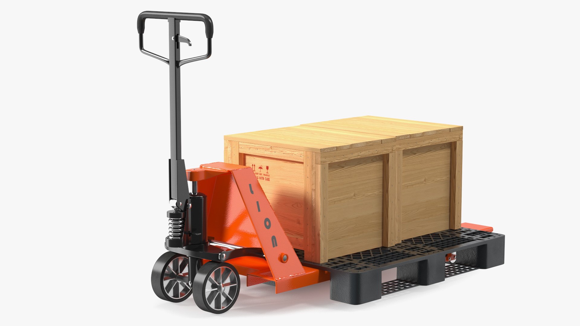 3D model Lion Premium Pallet Jack Rigged with Wooden Crates Rigged for ...