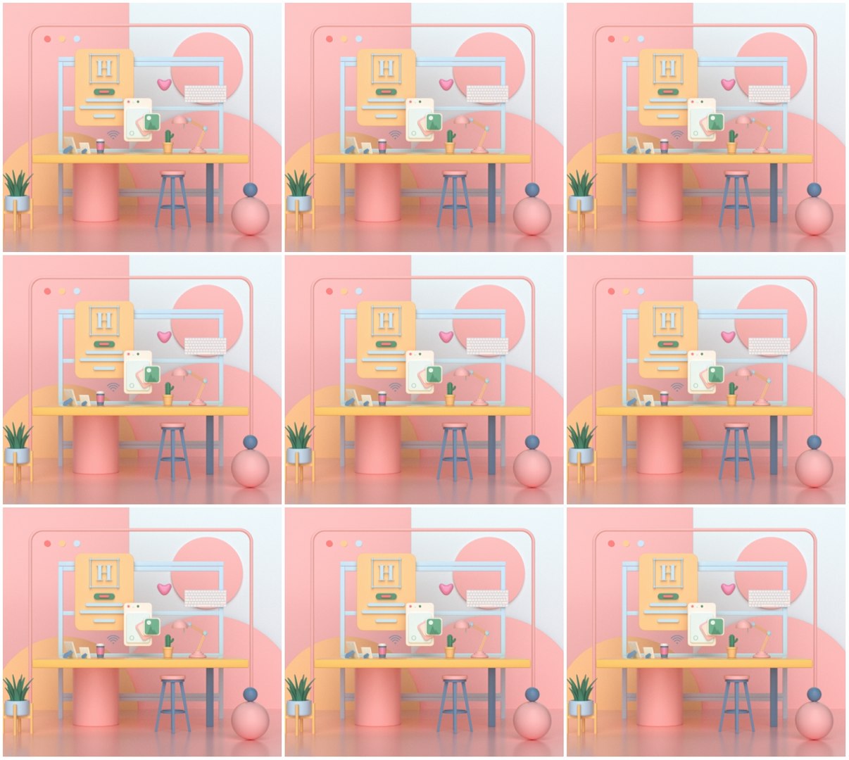 Cartoon elements Cartoon scene TWO-DIMENSIONAL office UI icon animation ...