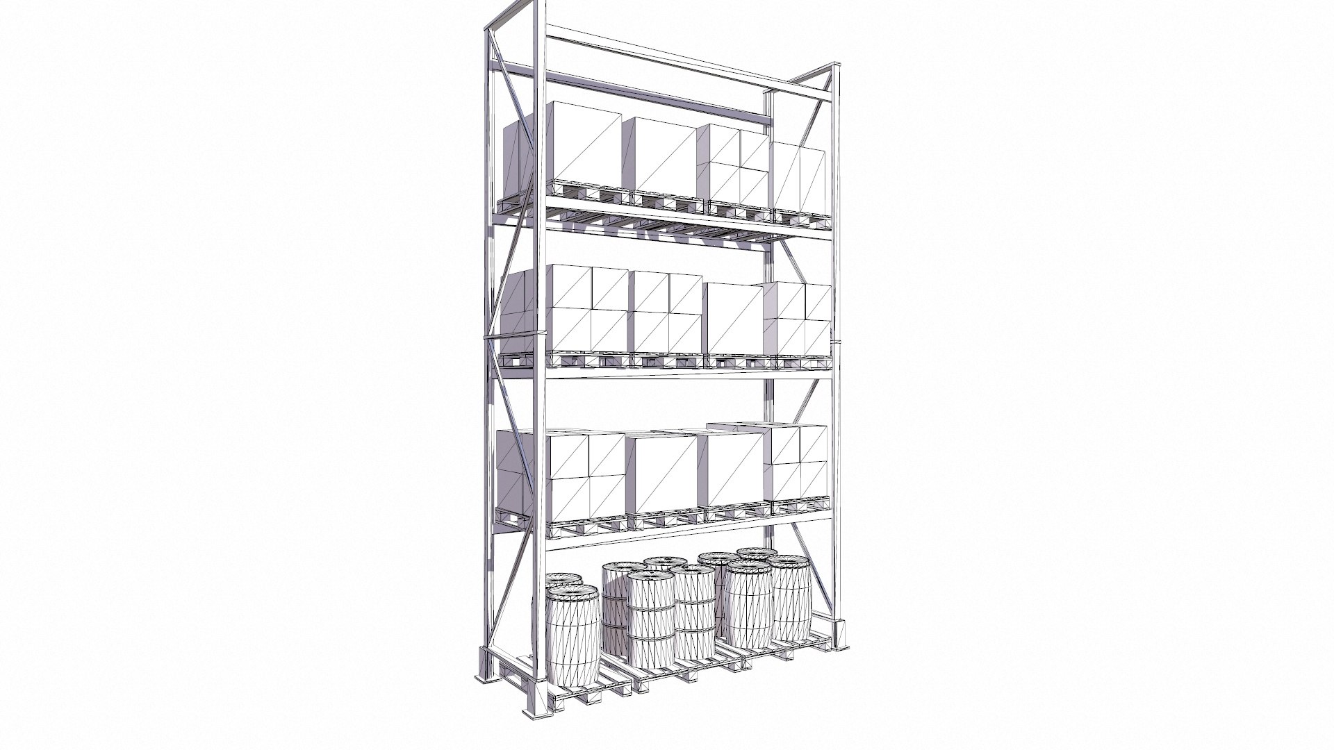 3D Detailed Full Warehouse Rack Model - TurboSquid 2340483