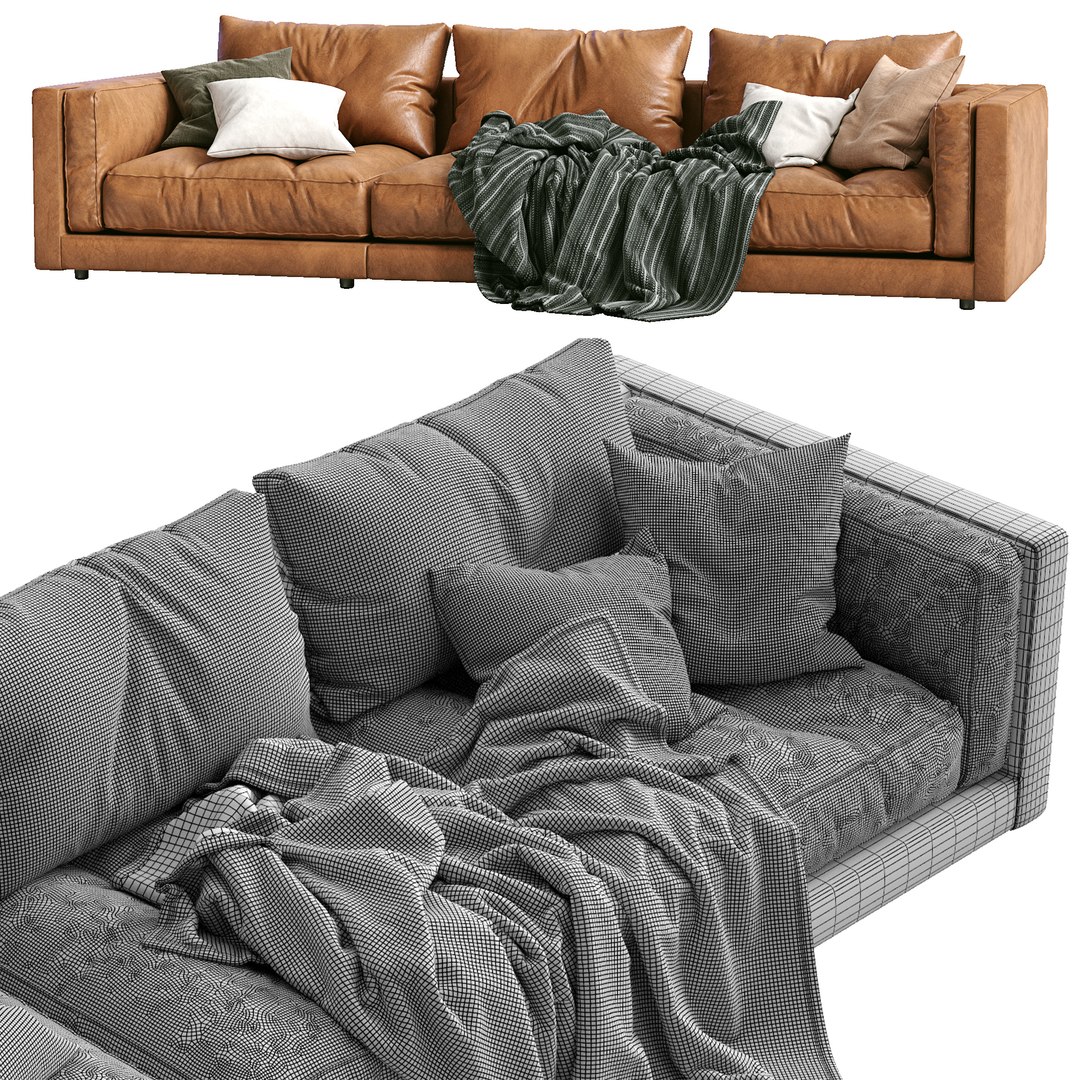 3D Flexform Leather Sofa Lucien - TurboSquid 1671219