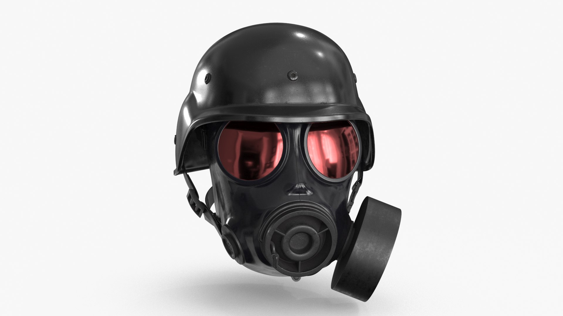 3D Gas Mask Red Mirrored and Helmet model - TurboSquid 2065613
