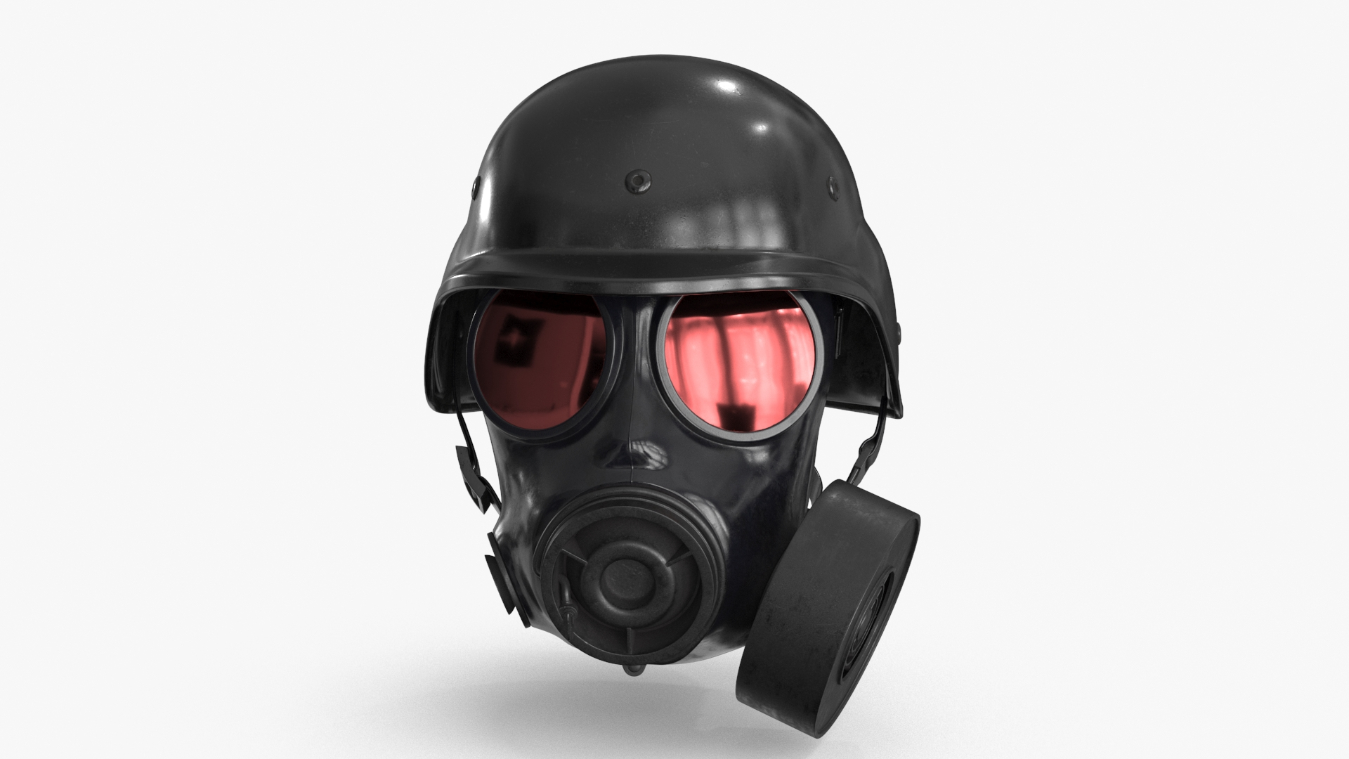 3D Gas Mask Red Mirrored and Helmet model - TurboSquid 2065613
