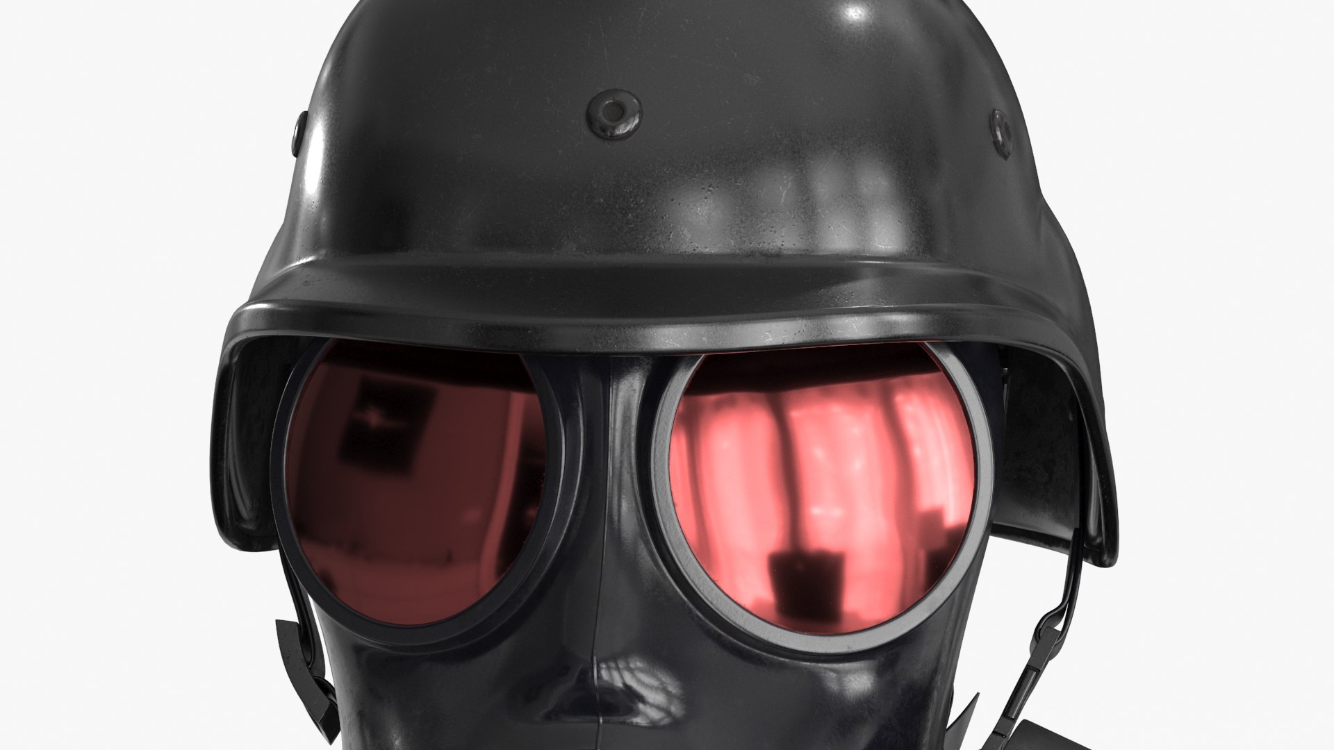 3D Gas Mask Red Mirrored and Helmet model - TurboSquid 2065613