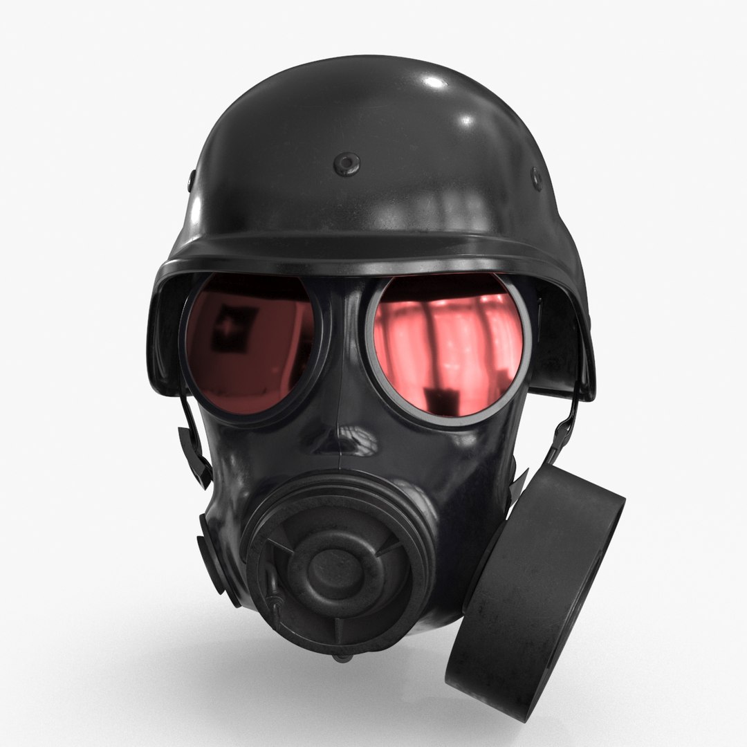 3D Gas Mask Red Mirrored and Helmet model - TurboSquid 2065613