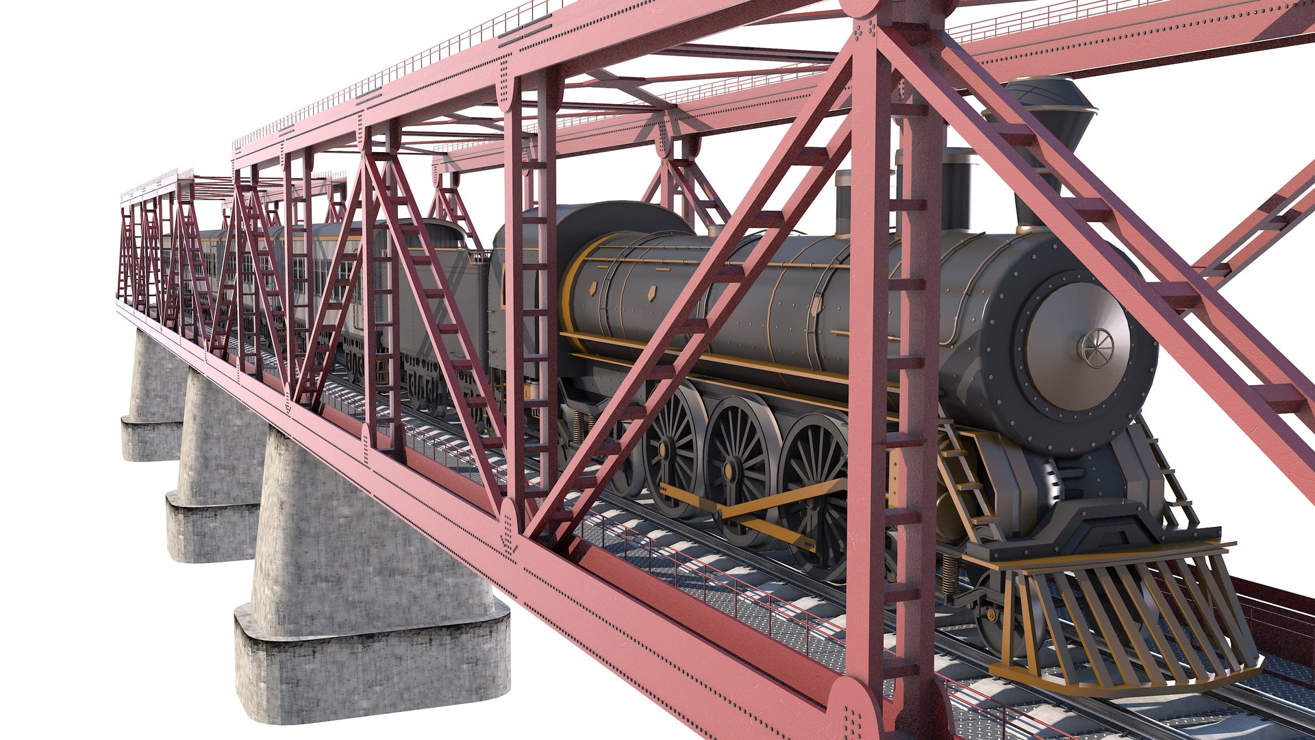 Railway Bridge and Train 3D model - TurboSquid 1834219