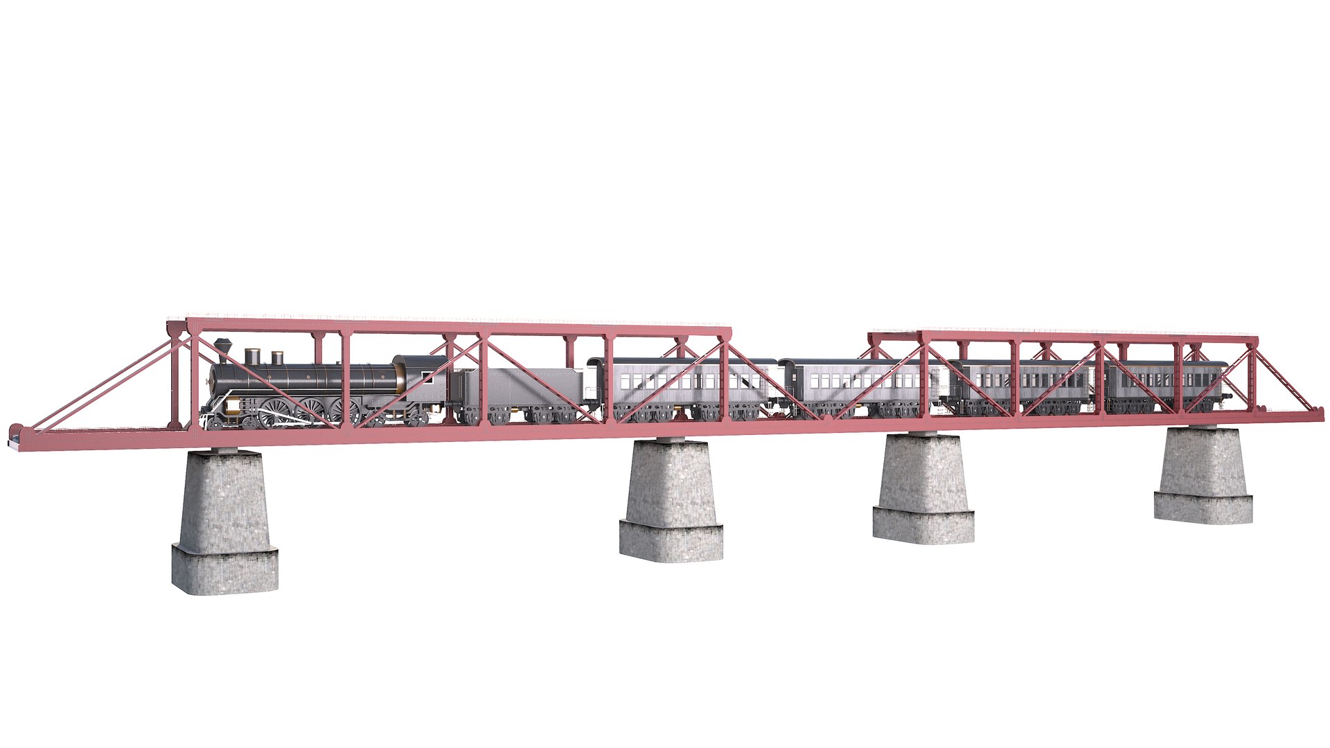 Railway Bridge and Train 3D model - TurboSquid 1834219