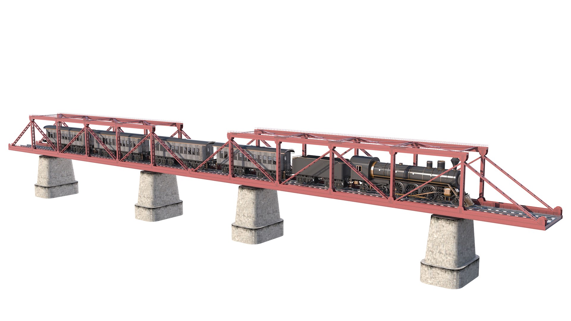 Railway Bridge and Train 3D model - TurboSquid 1834219