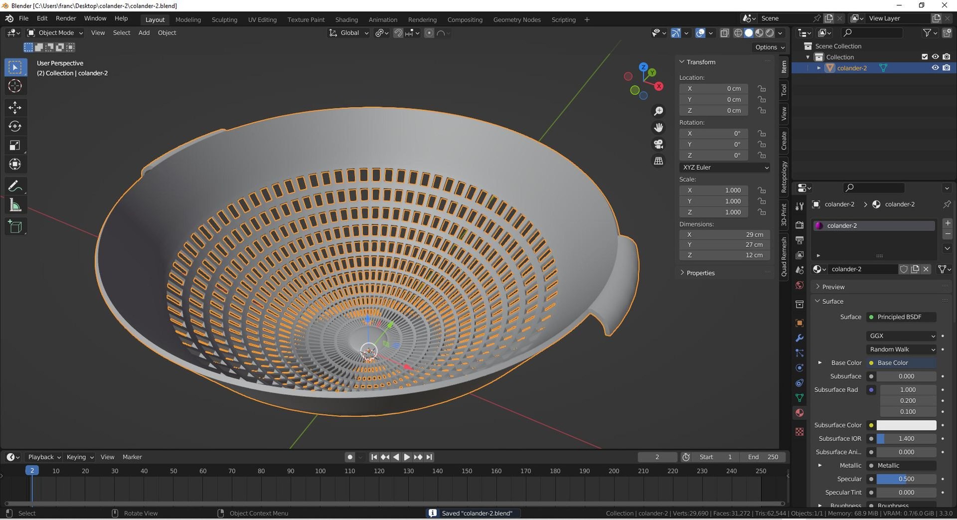 Colander 2 3D Model - TurboSquid 1992933