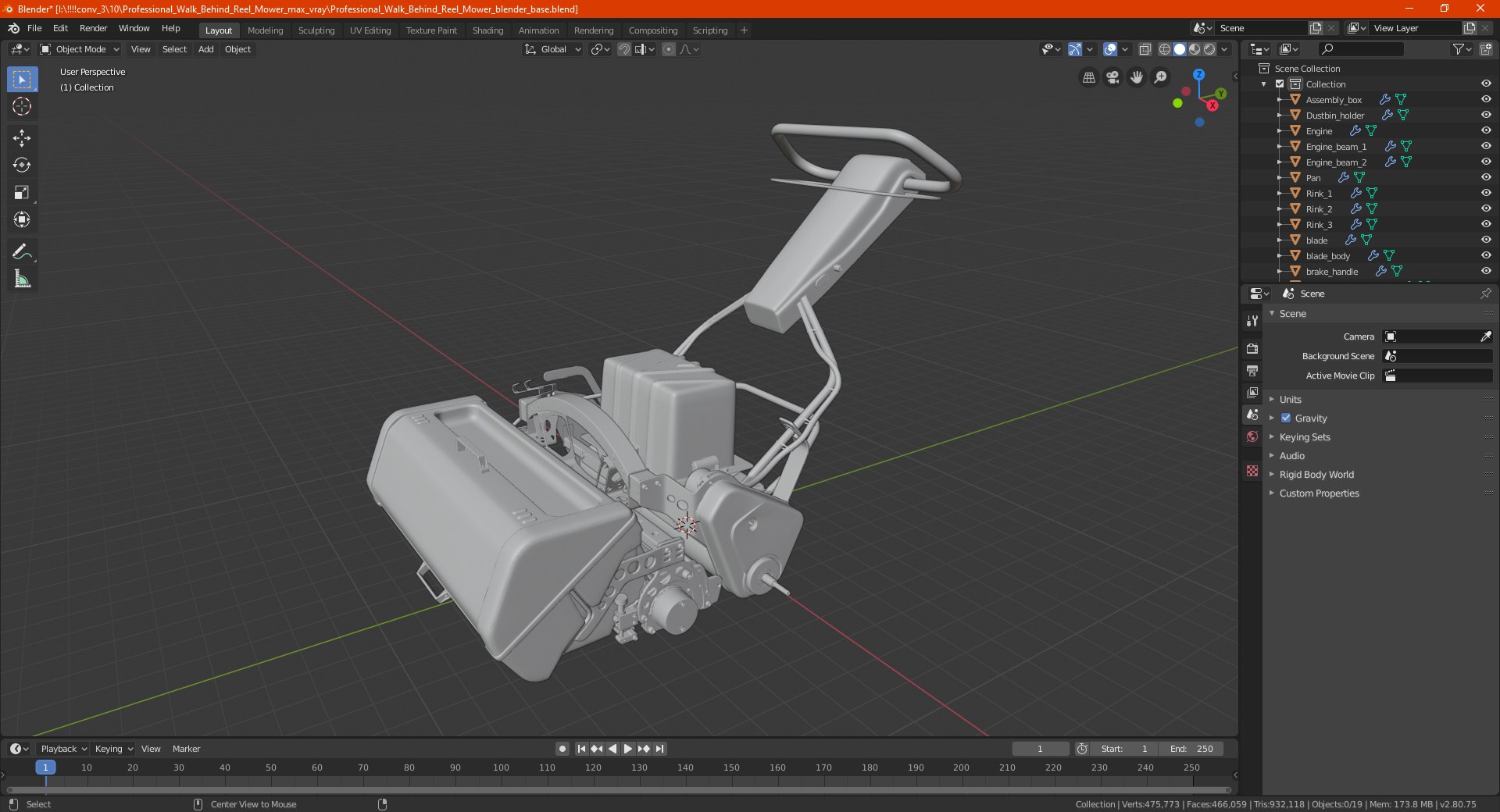 Professional walk reel mower 3D model - TurboSquid 1685075