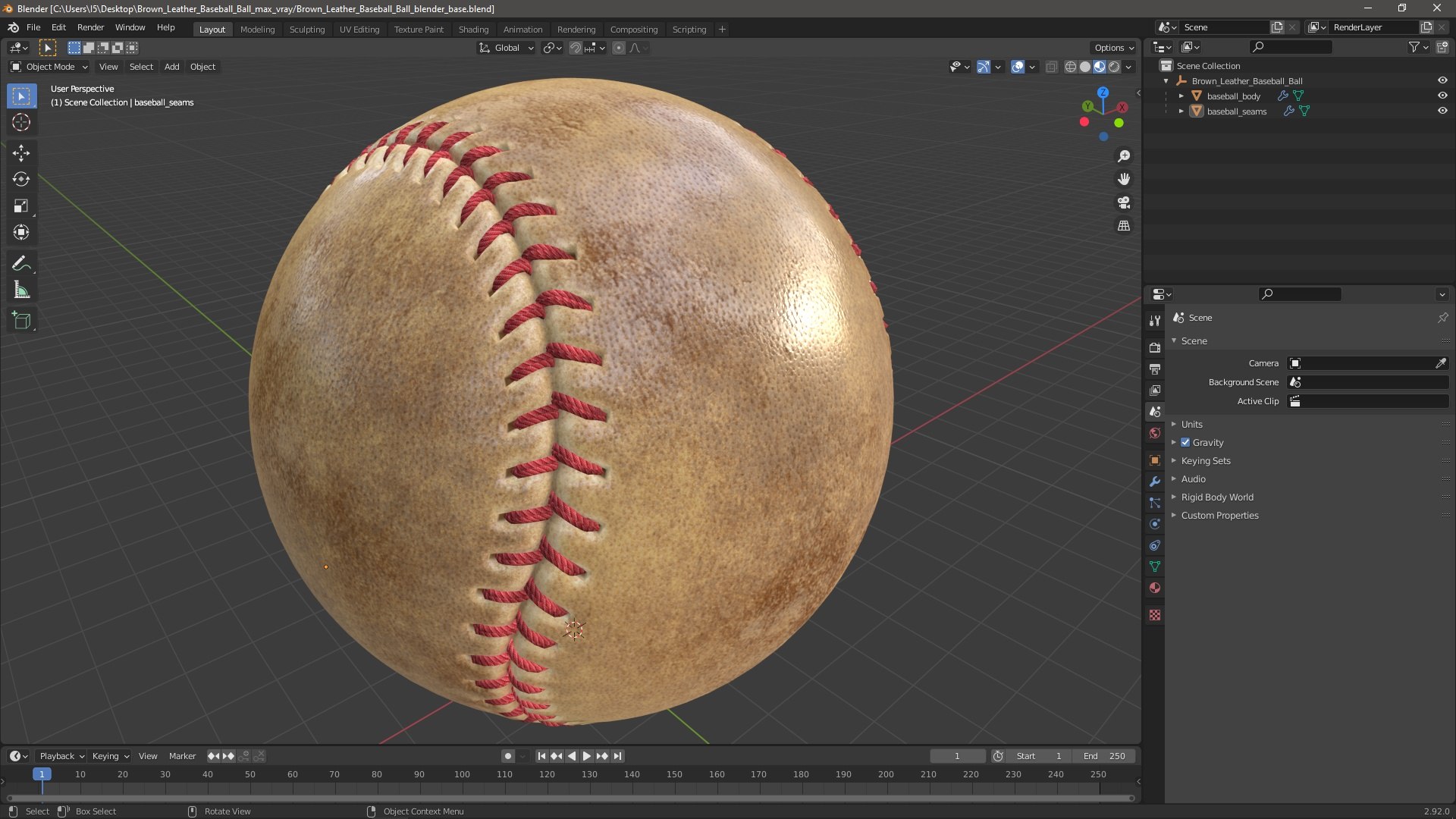 Brown Leather Baseball Ball 3D Model - TurboSquid 2202472