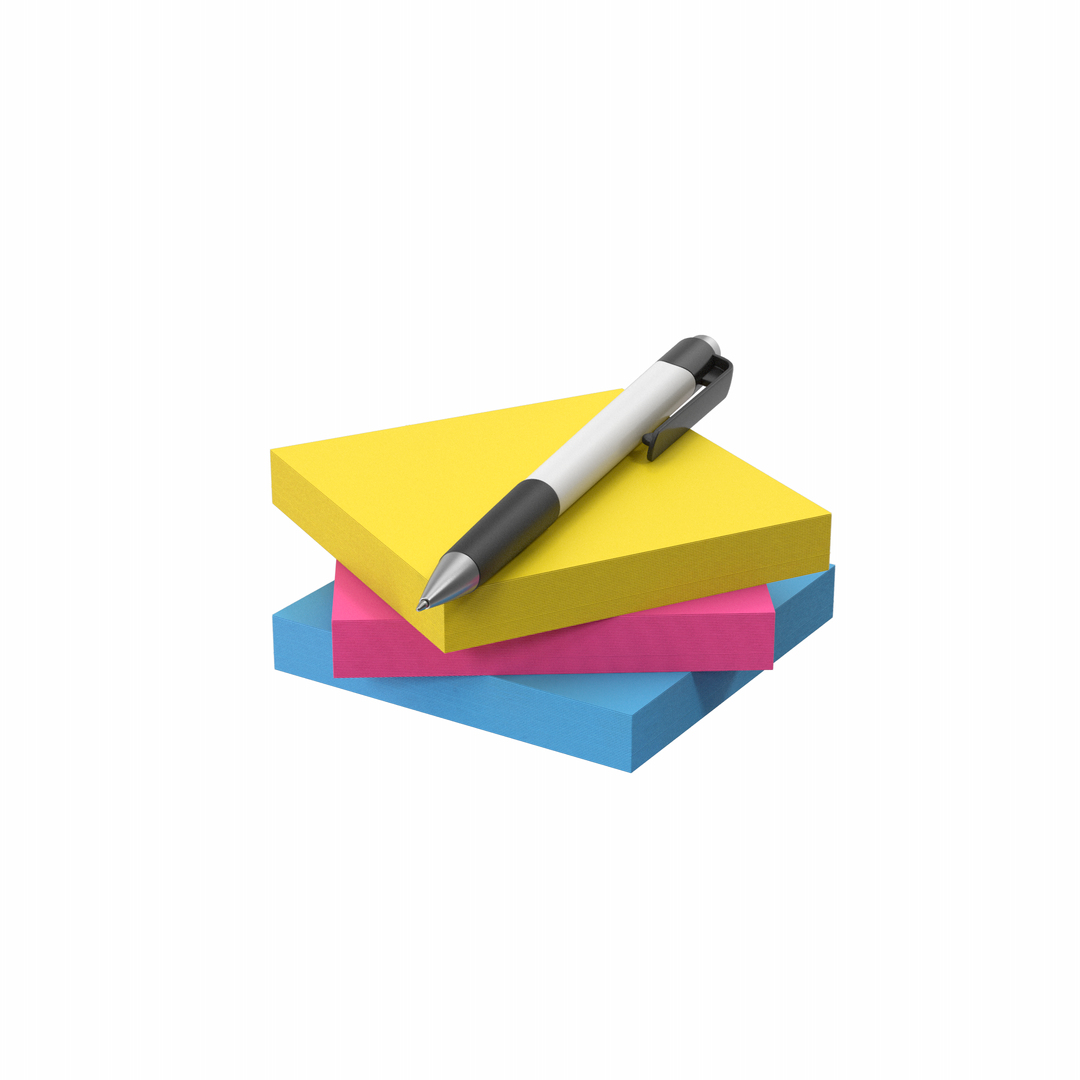 Sticky Notes With Pen Model - TurboSquid 1891989