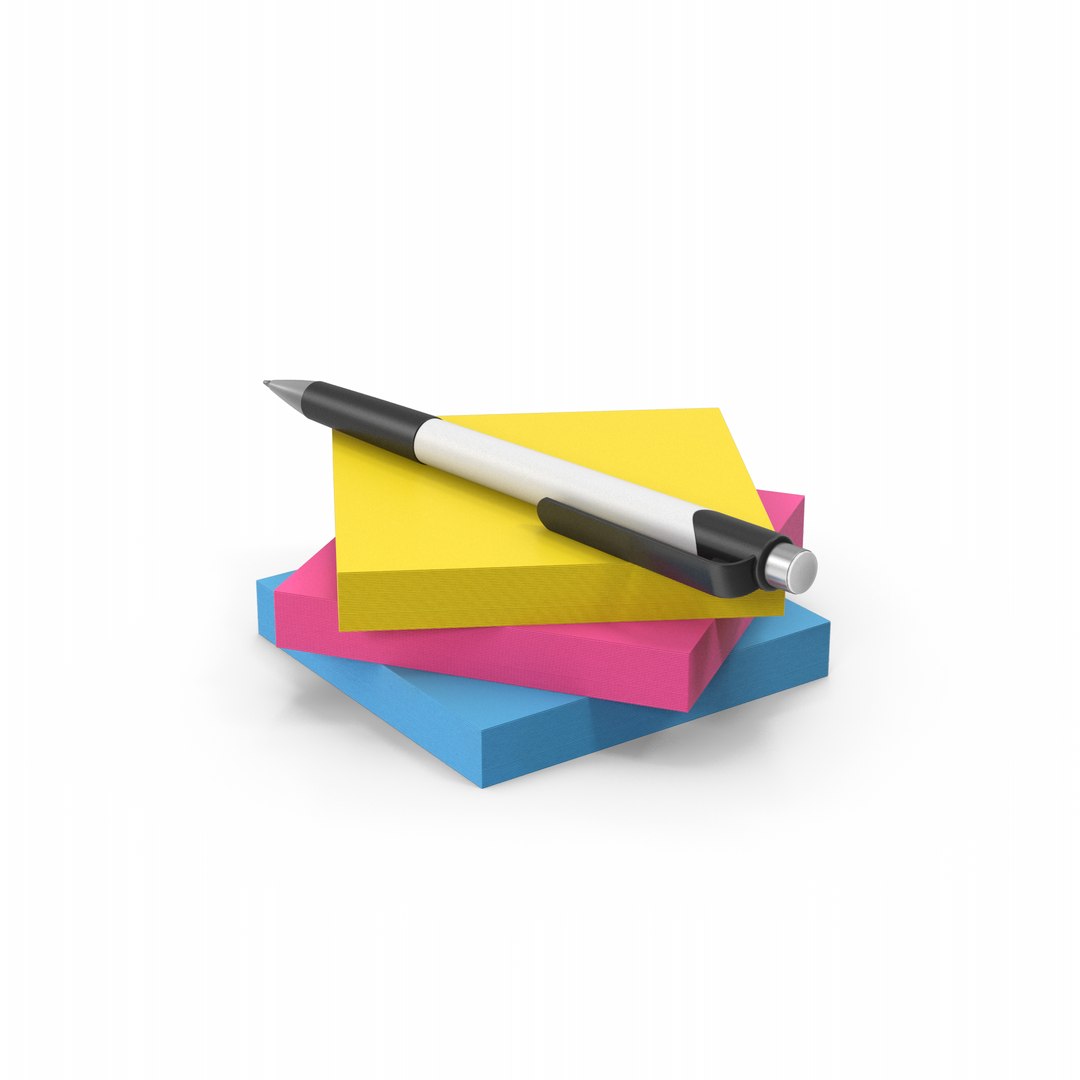 Sticky Notes With Pen Model - TurboSquid 1891989