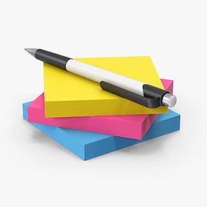 3D Sticky Notes With Push Pin model - TurboSquid 1838306