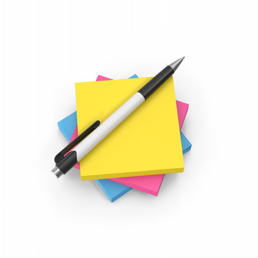 Sticky Notes With Pen Model - TurboSquid 1891989